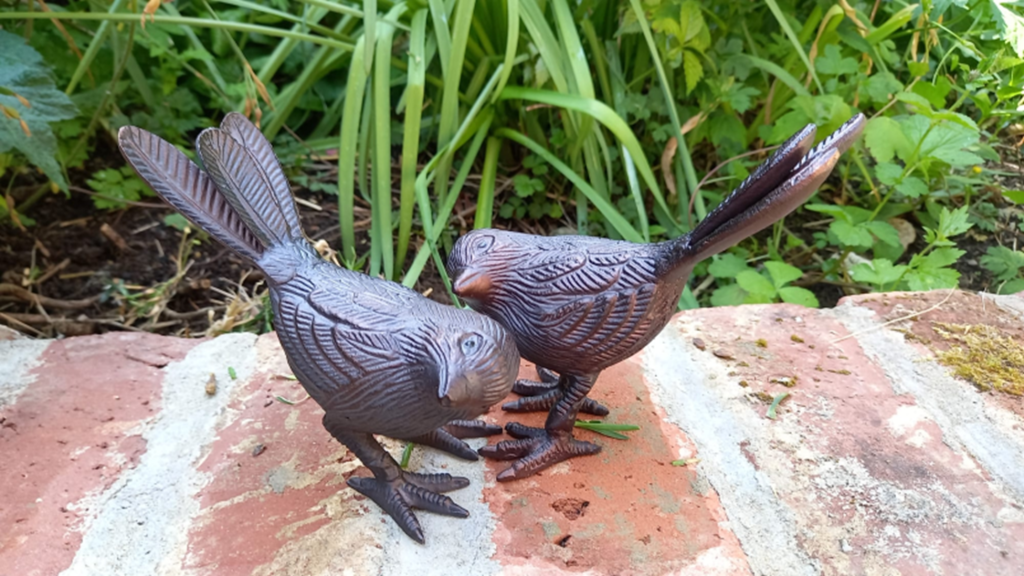 Pair of Song Birds - Cast Aluminium with a Bronzed Aged Finish ...